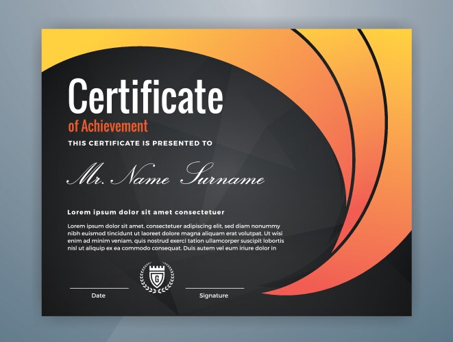 Innovation award certificate design with particle Vector Image