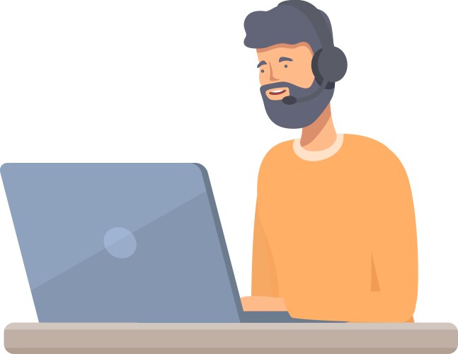 Customer service representative working at desk Vector Image