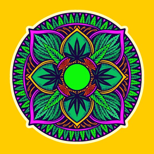Mandala leaf cannabis eyes Royalty Free Vector Image