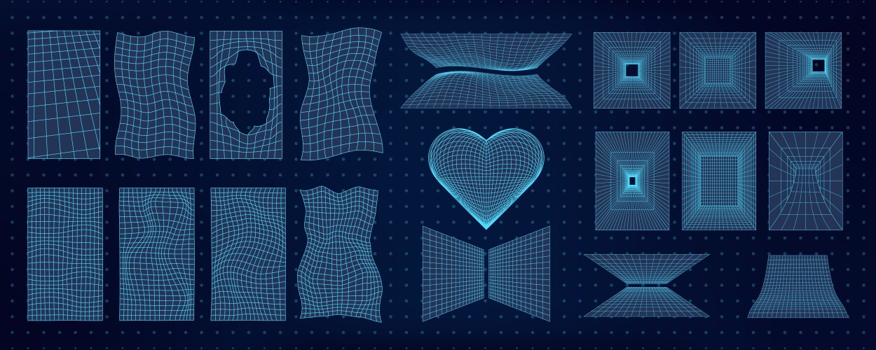 Cyberpunk 2d wireframe spheres and globes Vector Image