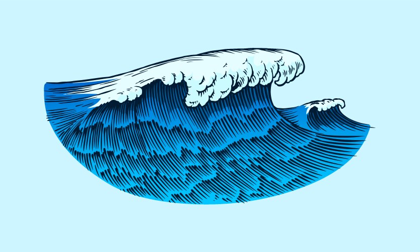 Atlantic tidal waves vintage old engraved hand Vector Image