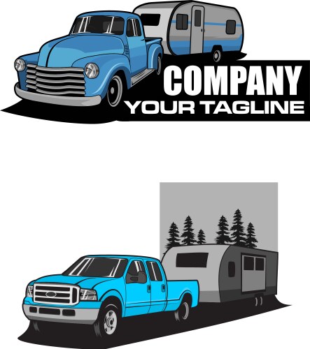 Combi van car vintage logo design Royalty Free Vector Image