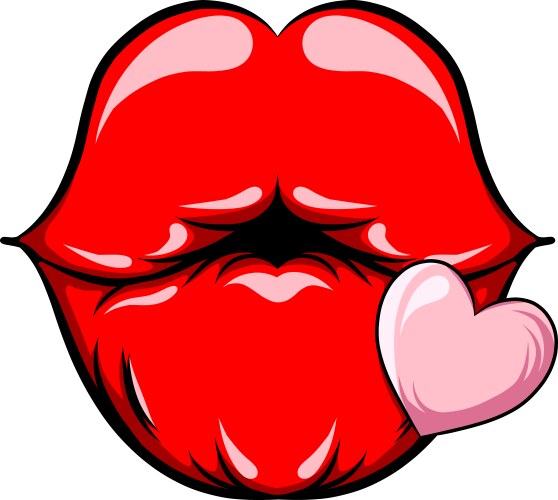 Cartoon Kiss Lips Tattoo