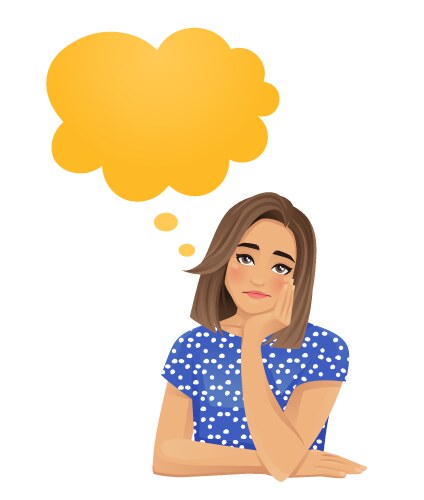 Question mark thinking woman Royalty Free Vector Image