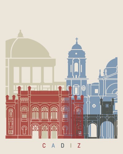 Cadiz landmarks and monuments Royalty Free Vector Image