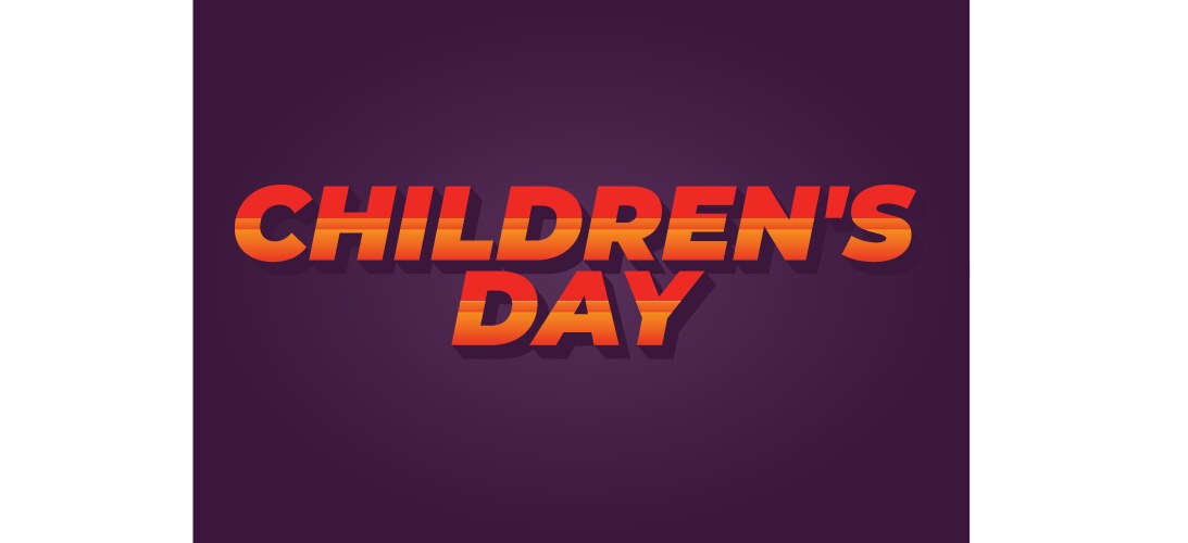 Children day text effect in good colors with 3d Vector Image