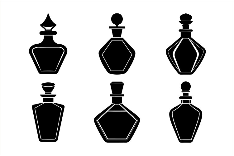 Elegant black silhouette perfume bottles Vector Image