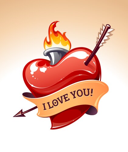 Winged fiery red heart concept Royalty Free Vector Image