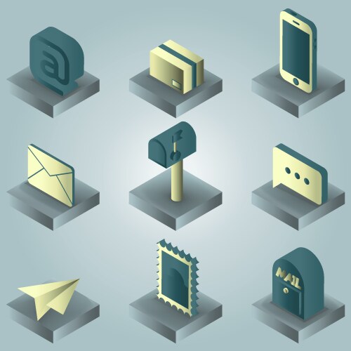 Laboratory color outline isometric icons Vector Image