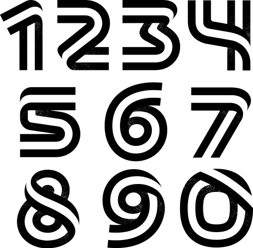 Numbers symbols icons signs black and white set Vector Image