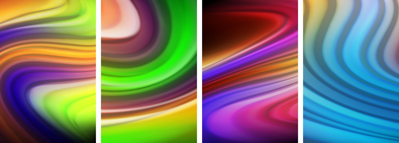 Liquid color waves poster set for wallpaper Vector Image