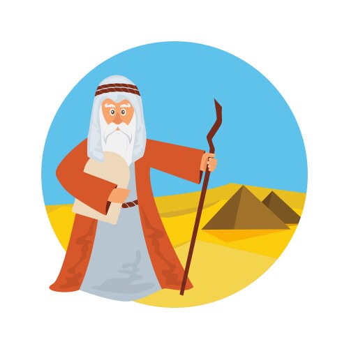 Cartoon moses parting the red sea Royalty Free Vector Image