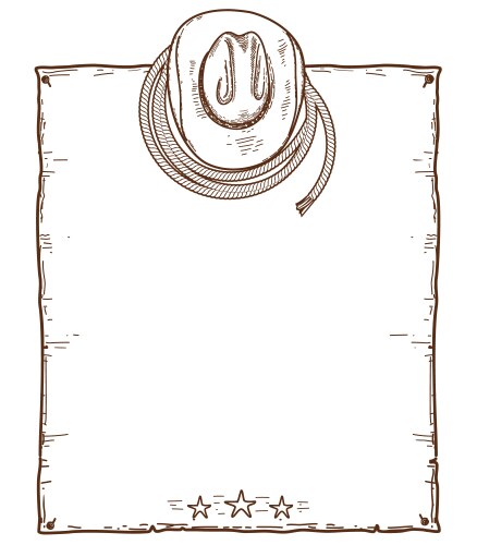 Cowboy paper background hand drawn color Vector Image