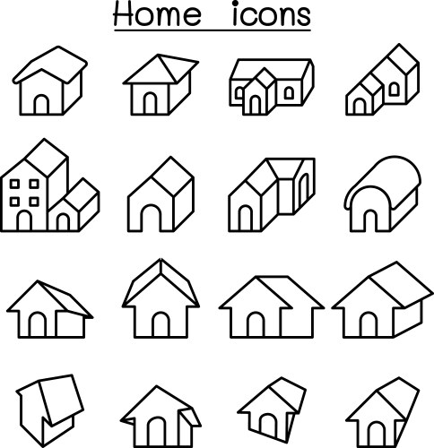 Building color line icon set Royalty Free Vector Image