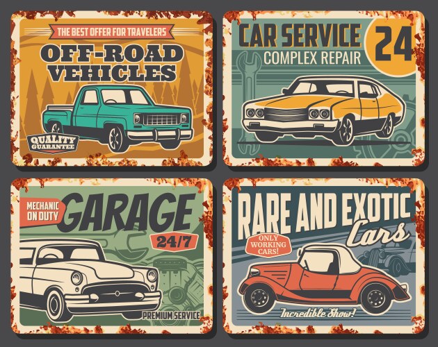 Retro garage service colorful poster Royalty Free Vector