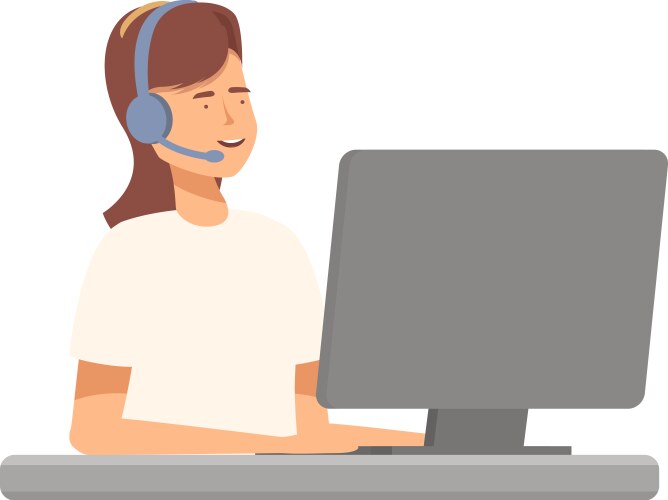 Customer service representative working Royalty Free Vector