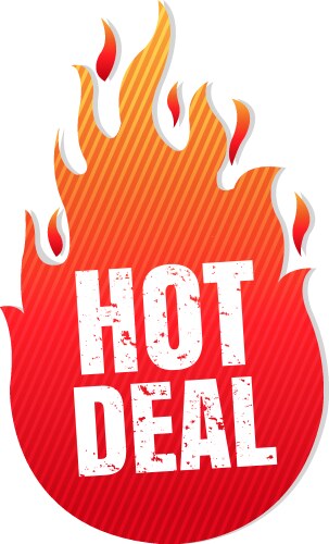 Hot price deal promotion labels with flames Vector Image