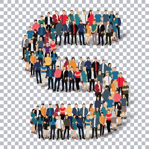 Group people shape letter w Royalty Free Vector Image