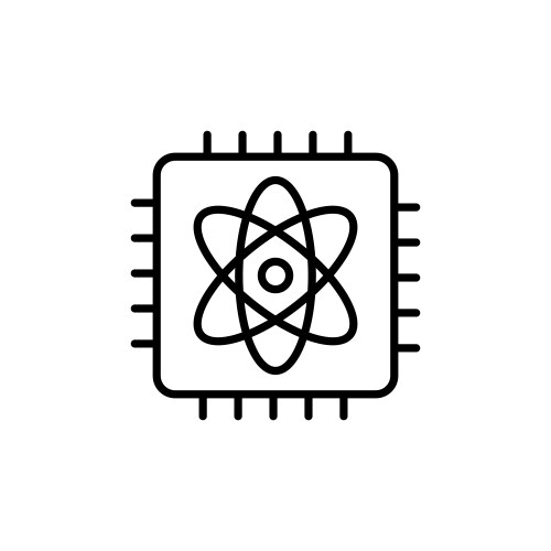 Quantum computing line icon isolated on white Vector Image