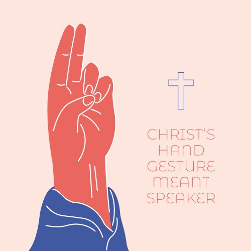 Hand of jesus on the cross showing sign for i Vector Image