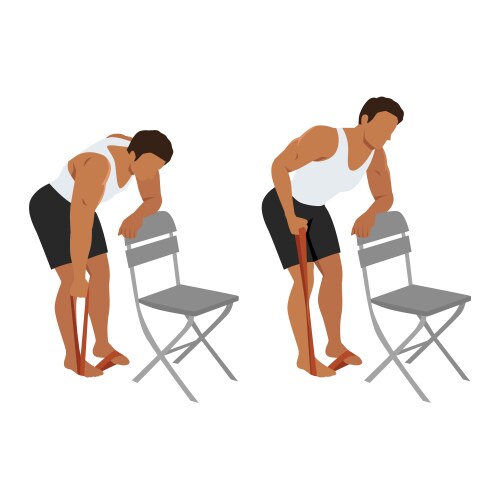 Man doing upper back bent over row with resistance