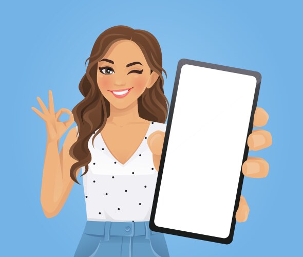 Young woman with phone Royalty Free Vector Image