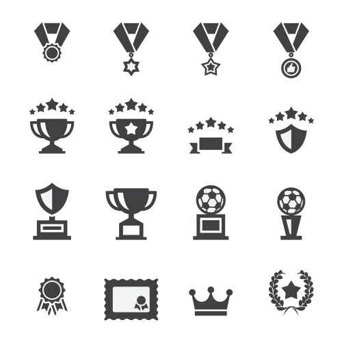 Award icons design set medals and trophy Vector Image