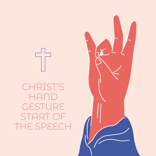Hand of jesus on the cross showing sign for i Vector Image