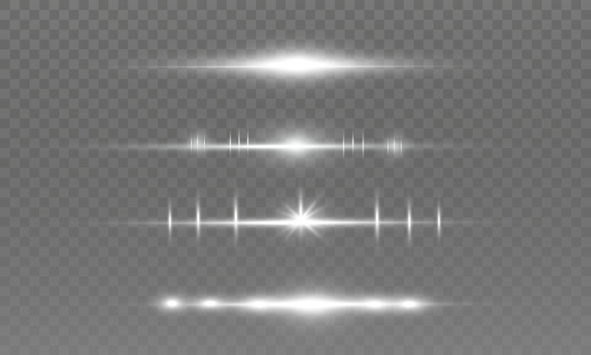 Horizontal light rays glow white line beams Vector Image