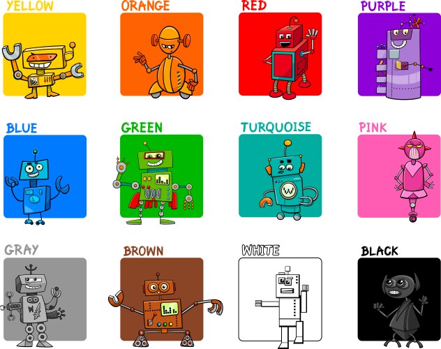Cartoon robot characters set Royalty Free Vector Image