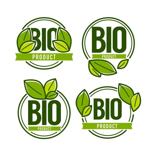 Bio product emblems Royalty Free Vector Image - VectorStock