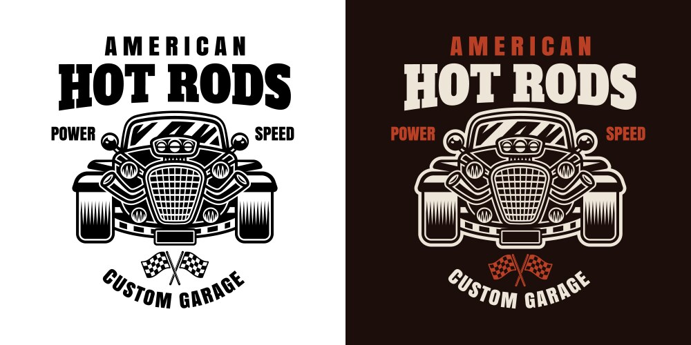 Hot rod emblem label badge or print Royalty Free Vector