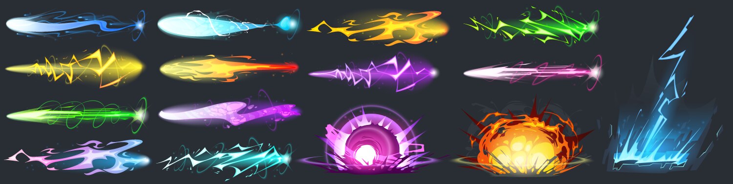 Magic blast game vfx light effect cartoon Vector Image