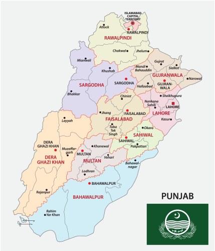 Pakistan administrative and political map Vector Image