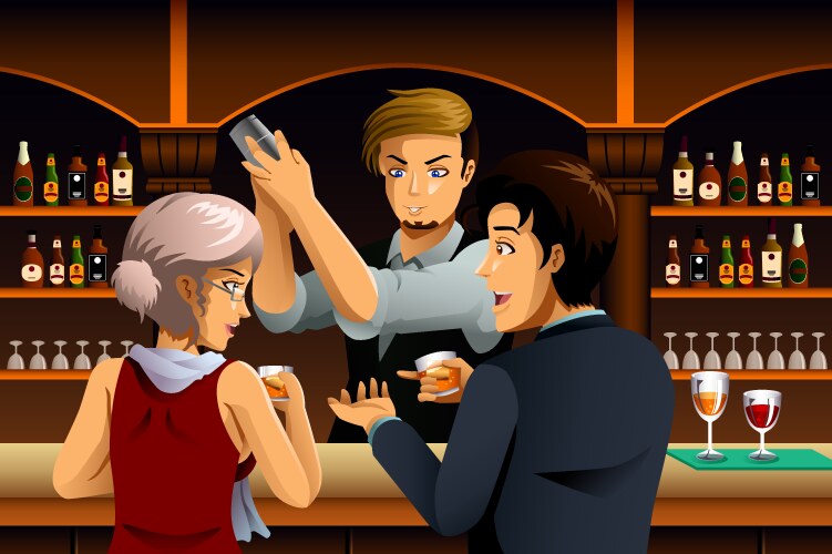Young people having fun in a bar Royalty Free Vector Image