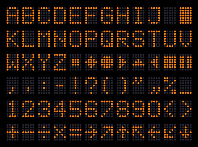 Led display font dot light english alphabet Vector Image