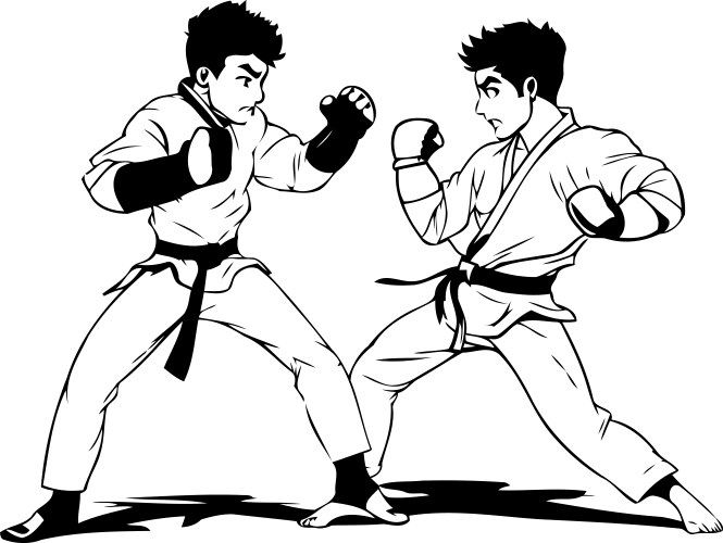 Martial arts two karate fighters in action Vector Image