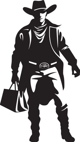 Western intrigue cartoon cowboy robber logo Vector Image