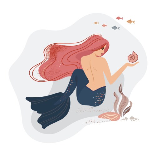 Beautiful mermaid cartoon Royalty Free Vector Image