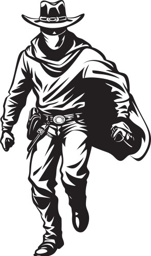 Wanted cartoon cowboy robber logo design masked Vector Image