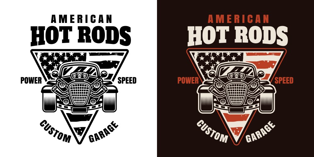 Hot rod emblem label badge or print Royalty Free Vector