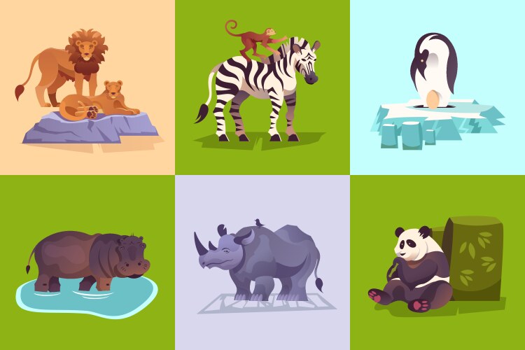 Cartoon zoo map with animals Royalty Free Vector Image