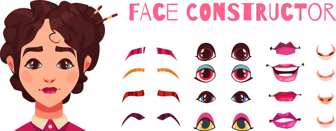 Cartoon character constructor with facial Vector Image