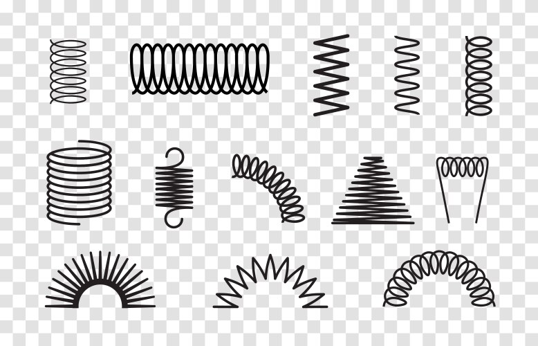Metal springs spiral lines coil shapes isolated Vector Image