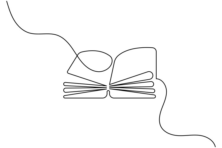 Open book continuous one line drawing Royalty Free Vector