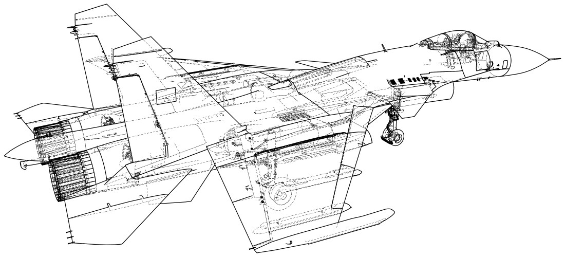 Military fighter jet drawn in ink by hand Vector Image
