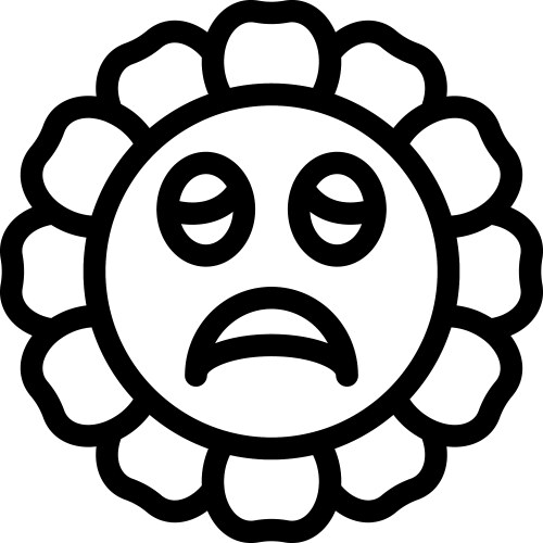 Sad flower power icon showing disappointment Vector Image