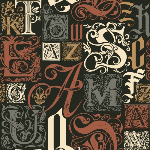 Set decorative hand drawn initial letters Vector Image