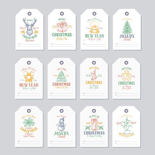 Happy new year tag templates Royalty Free Vector Image