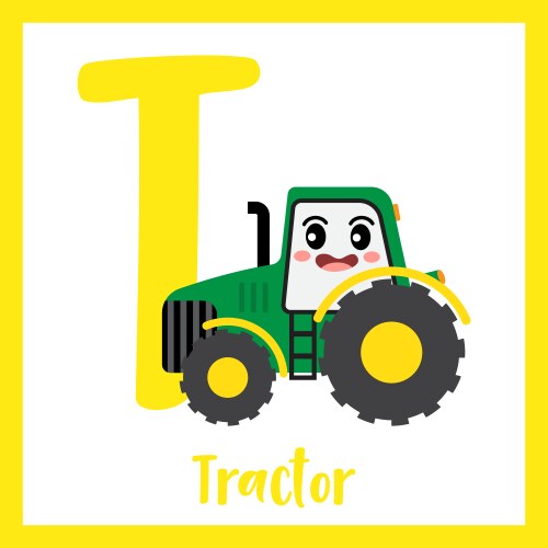 Letter t tracing tractor Royalty Free Vector Image